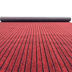 JILIEASE Boat Carpet Marine Grade with Stripe Red,Waterproof TPR Back for Outdoor Patio Porch Deck Garage Indoor Outdoor Area Rug Runner Non-Slide Rug (Red-Black with TPR Back, 6 × 18 ft(108 sq.ft))