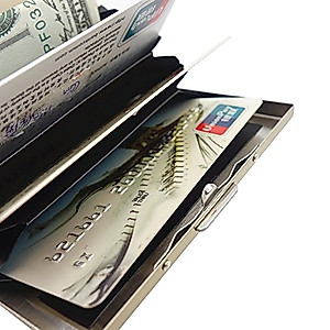 NiftyPlaza Credit Card ID Holder Slim Money Travel Wallet Men Stainless Steel RFID Blocking (Gold)