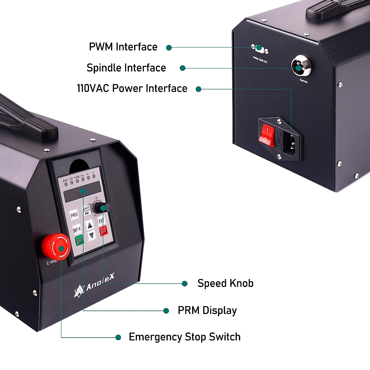 AnoleX 110V 1.5KW CNC Spindle Motor Kits, Φ65mm Air Cooled VFD Spindle with ER11 Collets for CNC Router Machine