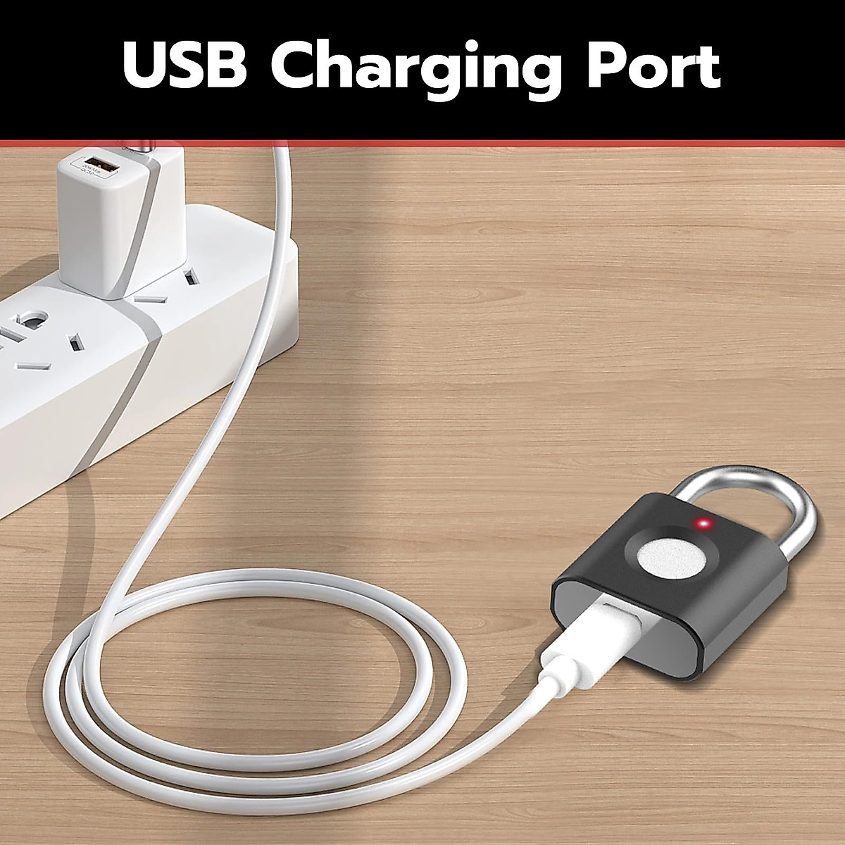 Smart Padlock Gym Lock [2-Pack, Black & Silver] eLinkSmart Mini Fingerprint Padlock, Colourful Metal Keyless Thumbprint Lock for Luggage, School Bag, Toolbox, Gym Locker