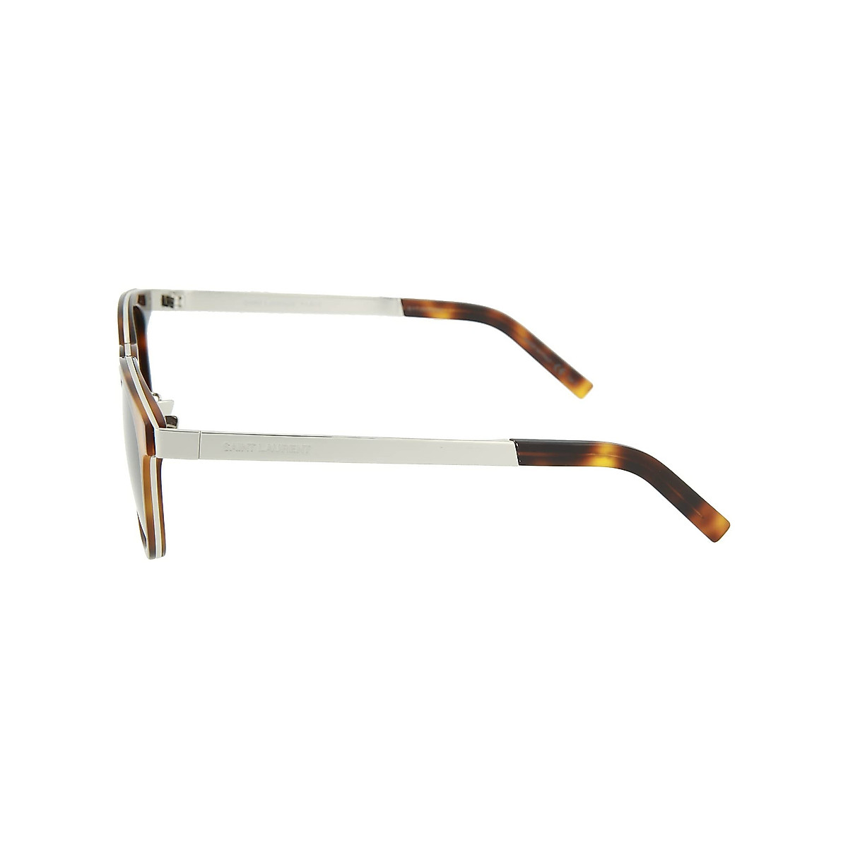 Saint Laurent Square/Rectangle Sunglasses Shiny Havana Shiny Silver Luxury Eyewear Made In Italy Acetate Frame Designer Fashion for Everyday Luxury