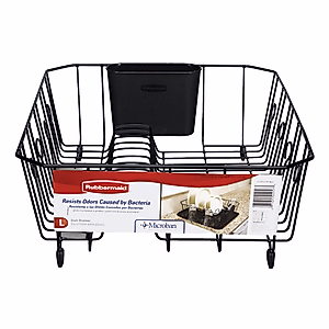Rubbermaid 5.9 in. H x 13.8 in. W x 17.6 in. L Steel Dish Drainer Black