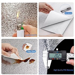 Beminh Kitchen Backsplash Wallpaper Stickers, Kitchen Stickers Self Adhesive Kitchen Aluminum Foil Stickers Oil Proof Waterproof Kitchen Stove Sticker -15.6 x117inch