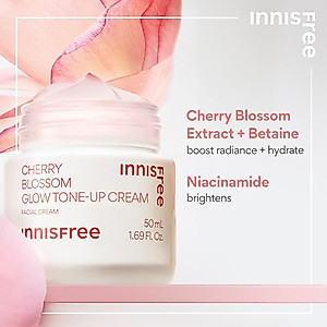 innisfree Cherry Blossom Glow Tone-Up Cream with Niacinamide for Bright, Even Skin Tone, Korean Skincare Gel Moisturizer for Face (Packaging May Vary)