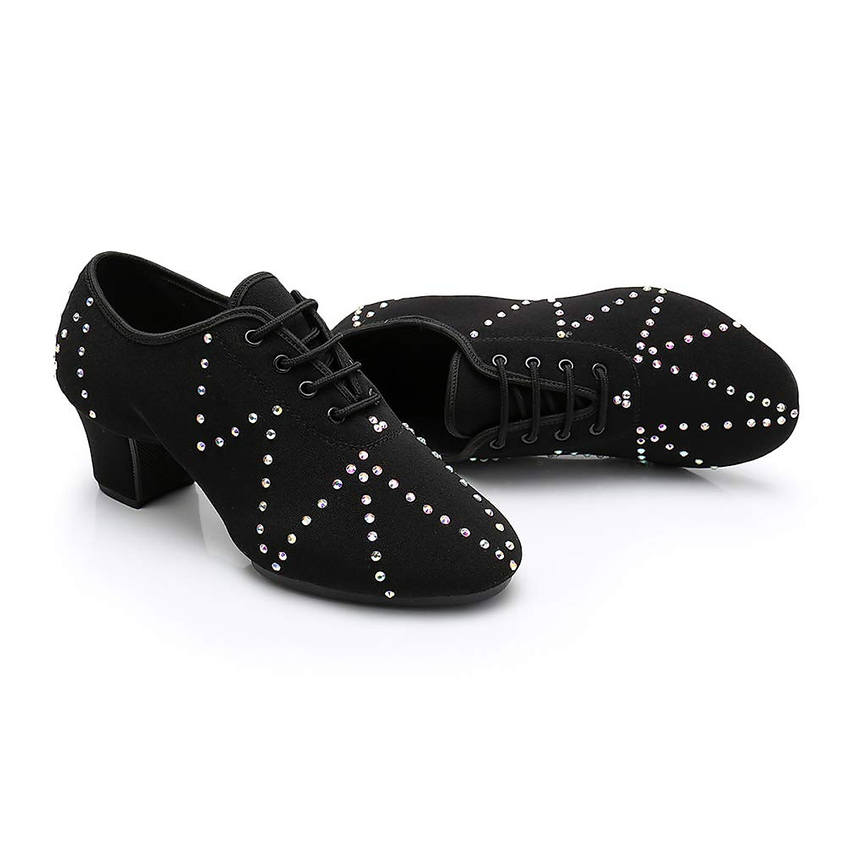 YKXLM Black Modern Jazz Dance Shoes Latin Ballroom Dance Sneakers Oxford Cloth Boost Dance Sports Shoes,Model WHNJB-5CM-JD, 6.5 B(M) US