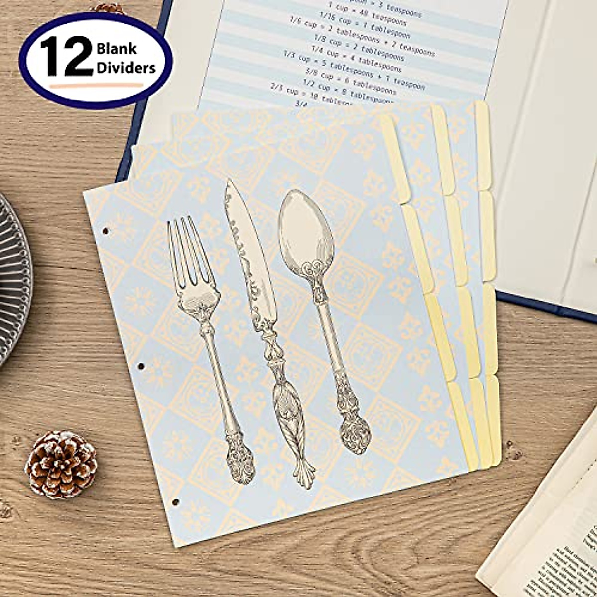 COFICE Recipe Binder – 8.5x11 3 Ring Blank Family Recipe Book Binder Kit to Write in Your Own Recipes with PU Faux Leather Cover and Plastic Sleeves (Navy Blue)