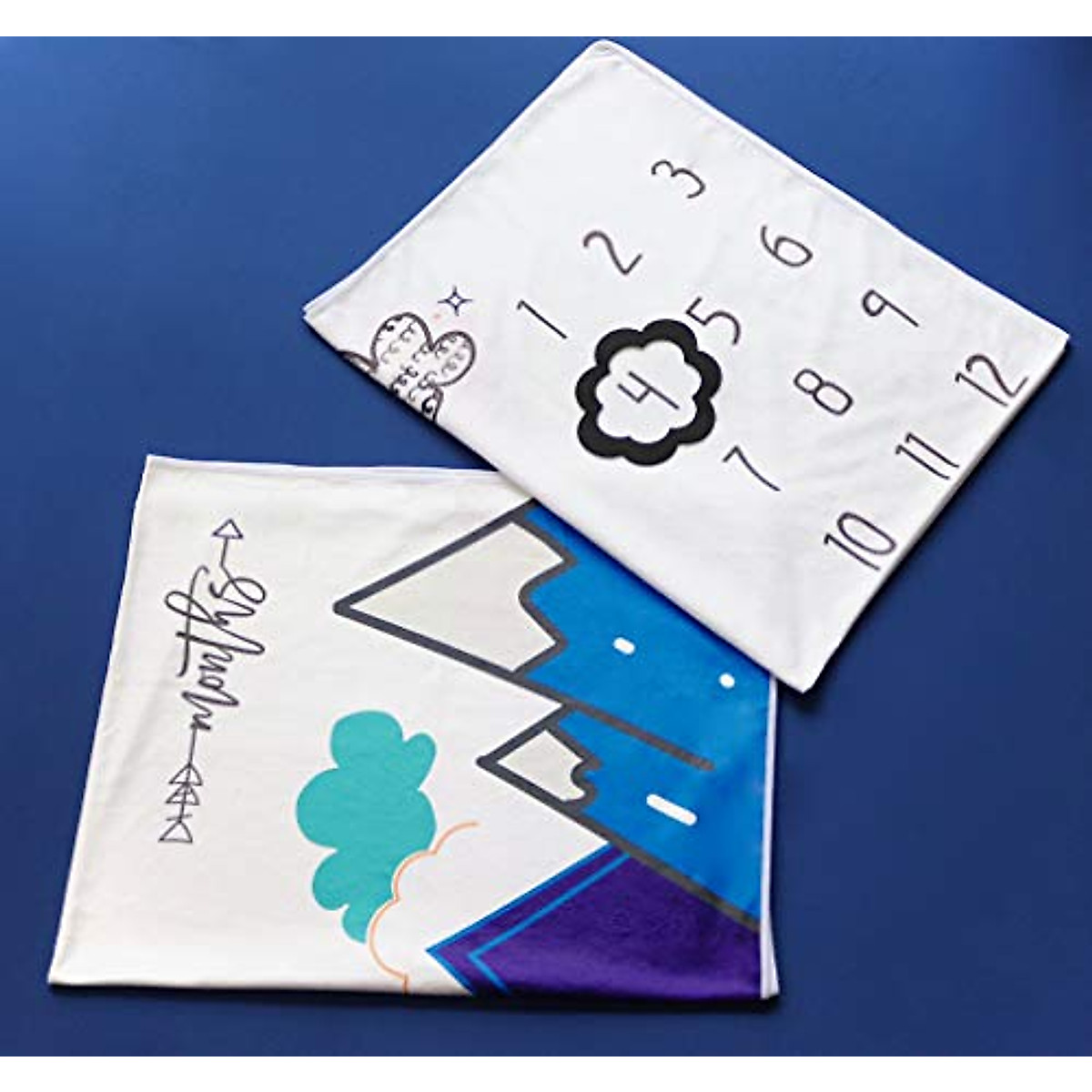 Nurture Bird Baby Monthly Milestone Blanket | Includes Cloud Frame | Large Soft Fleece Month Blanket | Newborn Photography Gift for Baby Shower | Blue Mountain Adventure | 50” x 40”