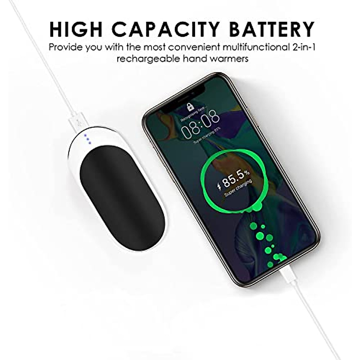 Hand Warmers Rechargeable, 2 in 1 Electric Hand Warmer Reusable with 3 Heating Modes, Portable Pocket Heater 9000mAh Power Bank, Great Gift for Christmas Outdoors, Camping