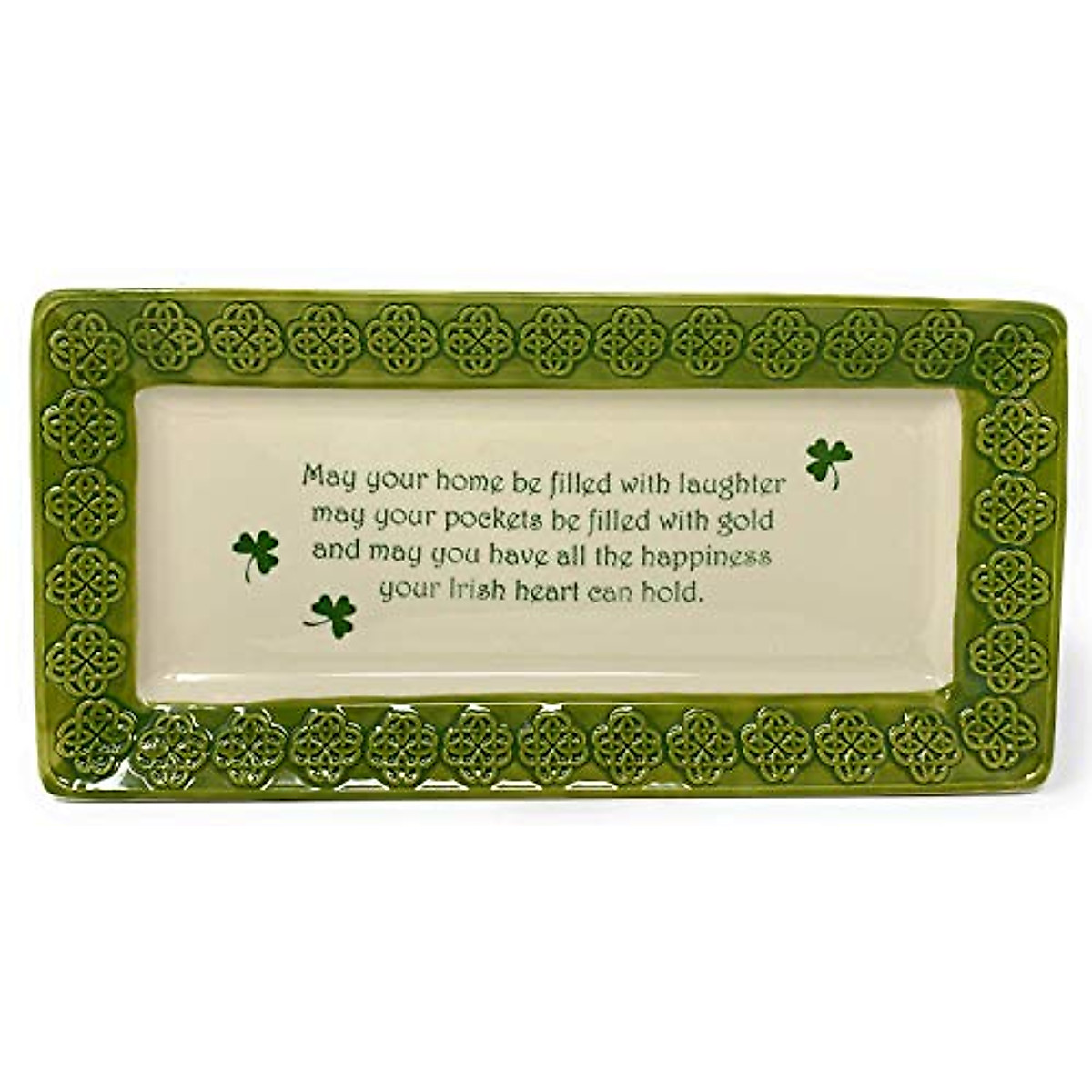 Celtic Classics Relief Pattern Celtic Links Ceramic Serving Platter, 13-Inch x 6.5-Inch