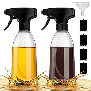 GMISUN Oil Sprayer for Cooking, 2 Pack Olive Oil Spray Bottle, 10oz Food-Grade Plastic Oil Spritzer Mister, Refillable Oil Dispenser Bottle for Salad, BBQ, Grilling, Kitchen Baking, Roasting