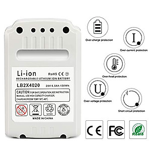 KUNLUN 6.5Ah 20-Volt LB2X4020 Replacement Battery Compatible for Black and Decker 20V Lithium Battery MAX LBXR20 LB20 LBX20 LBXR2020-OPE LBXR20B-2 LBX4020 LST220