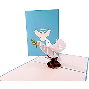 iGifts And Cards Inspirational White Dove with Olive Branch 3D Pop Up Greeting Card - Religious Sympathy Card, Condolences Card, Congratulations Ordination Gift, Beautiful Priest Appreciation Present