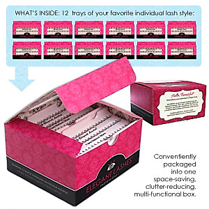 Elegant Lashes Trio Flare - SHORT Black Individual Lashes (Pro Dozen Pack - 12 Trays)