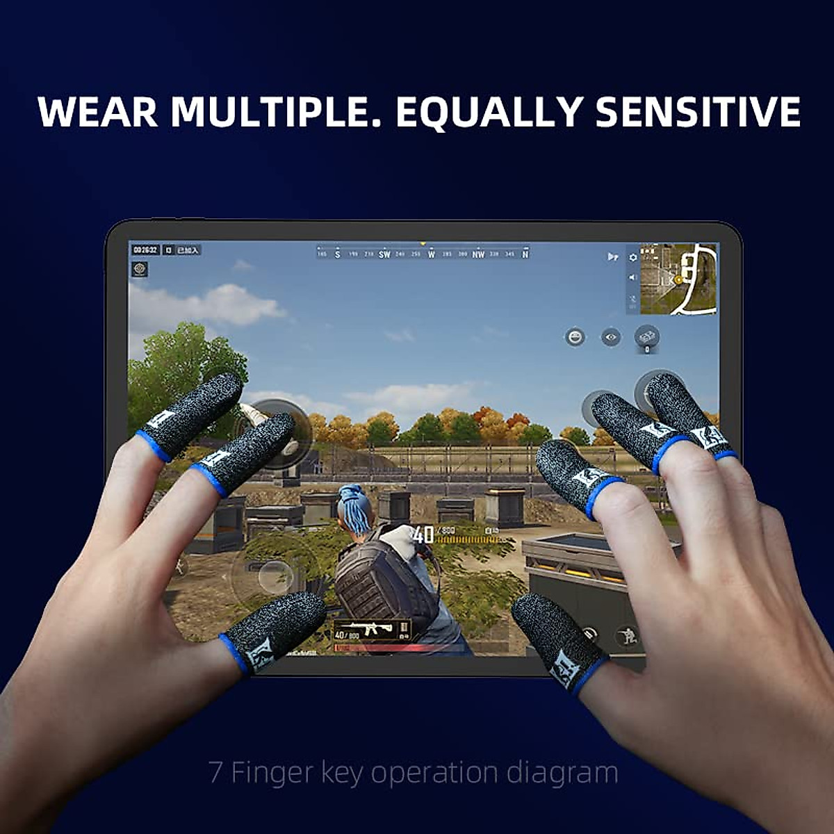 20 PCS Finger Sleeve for Gaming,Seamless Thumb Finger Sleeve Silver Fiber Mobile Phone Gaming Finger Sleeves, Breathable & Sweatproof, for League of Legend, Pubg, Rules of Survival, Knives Out