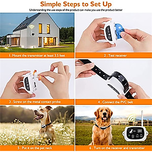 Wireless Dog Fence Electric Pet Containment System Boundary Container,with Waterproof Training Collar Receiver,Adjustable Range 80-1640 ft,Rechargeable,Harmless for Dogs,for All Dogs,for3dogs