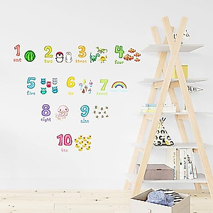 Number Wall Decals Figures Alphabet Letter Wall Stickers Animals Theme Room Wall Decals Digital Early Educational Wall Stickers for Kids Playroom Classroom Bedroom Nursery Boys Girls Rooms Decorations