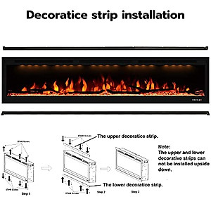 Valuxhome Electric Fireplace, 74 Inches Fireplace, Recessed and Wall Mounted Fireplaces for Living Room with Remote, Overheating Protection, Logset and Crystal, Touch Screen, 1500W/750W, Black