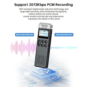 80GB Digital Voice Activated Recorder with Playback - Audio Voice Recorder for Lectures Meetings, Recording Device Dictaphone Sound Tape Recorder with Password & Card Reader