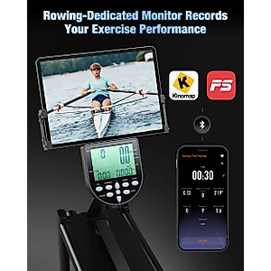 YOSUDA Water Rowing Machines with Bluetooth-Water Rowers 350LBS Weight Capacity for Home Use with Smooth Aluminum Dual Slide Rail & Rowing-Dedicated Monitor