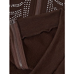 Floerns Women's Long Sleeve Zip Up Skeleton Hoodie Graphic Sweatshirt Jackets Coffee Brown L