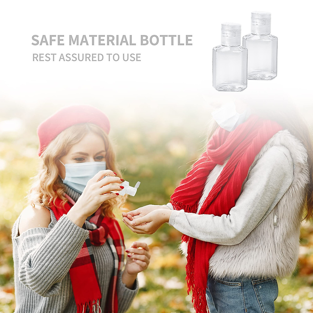 50 Pcs 1 oz Hand Sanitizer Bottles Empty Clear Travel Bottles Refillable Plastic Containers with Flip Cap for Outdoor, Camping and Trip