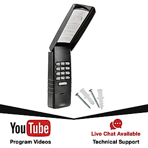 Garage Outlet Keyless Door Opener Backlit Keypad Yellow Learn Button 9V Battery for Liftmaster 877LM 8065 8155 8165 8355 8360 Chamberlain Craftsman