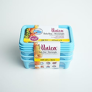 Unica Food Storage Containers with Airtight Lids, Microwave Safe Stackable Container for Snacks, Cereal, Freezer-safe, BPA-free, Dishwasher-safe, Set of 3, 14 oz, 3.72x3.72x2.04 in