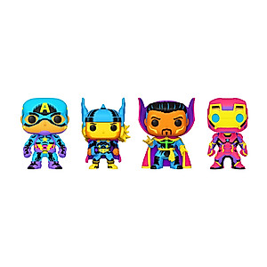 Funko Pop! Marvel: Blacklight - Captain America - 4PK - Marvel Comics - Collectible Vinyl Figure - Gift Idea - Official Products - Toys for Kids and Adults