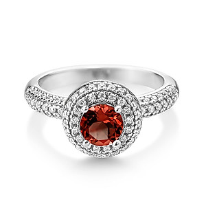 Gem Stone King 925 Sterling Silver Birthstones and White Moissanite Build Your Own Customized and Personalized For Her Women's Engagement Ring (Size 7)