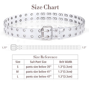 WERFORU Ladies Clear Double Grommet Belts With Holes for Teens Girls Transparent Punk Waist Belts for Jeans Shorts Thanksgiving Day(pants size below 35”,silver)