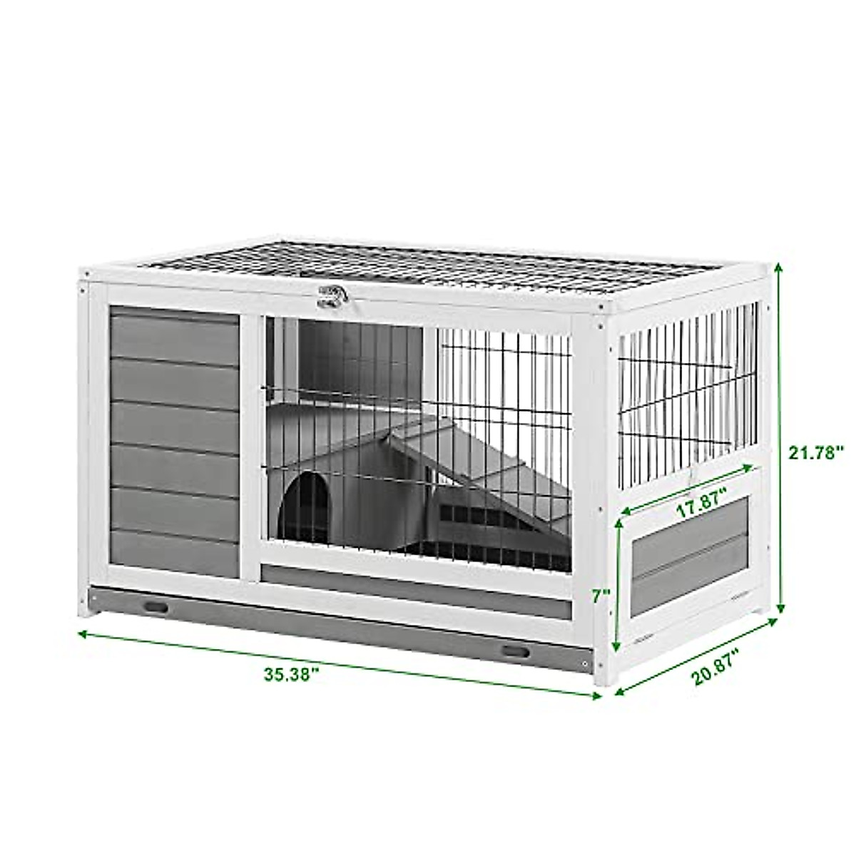 Esright Rabbit Hutch Pet House for Small Animals 35.4" Guinea Pig House Rabbit Cage with Run Bunny House Indoor & Outdoor