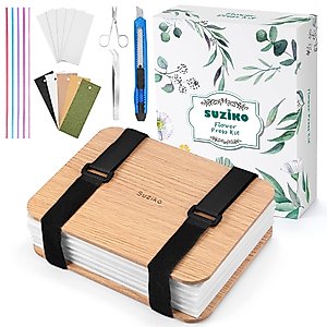 Suziko Flower Press Professional Flower Press Kit 6 Layers 6.3 x 8.3 inch Flower Press Kit, Flower Pressing Kit for Adults Kids, Great Gift