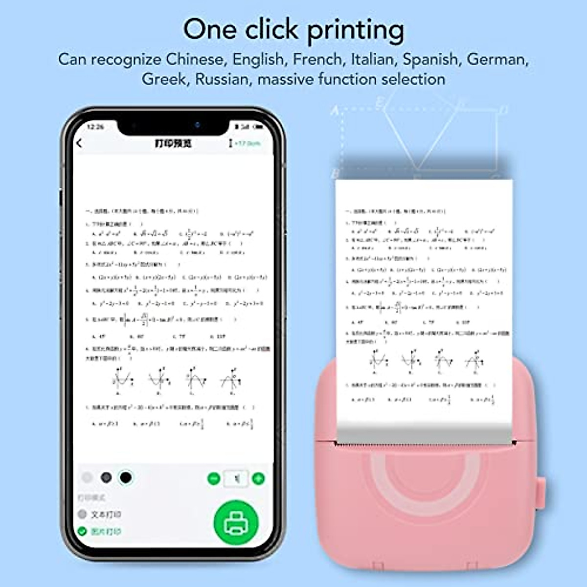 Masyrt Mini Thermal Printer, Portable Hand Sticker Printer, 200 DPI, USB Charging, Small Intelligent Error Printer, Pink