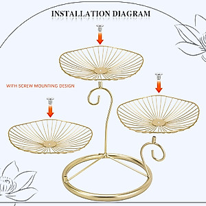 Fruit Basket for Kitchen Counter, 3 Tier Fruit Basket Gold, 3 Tier Fruit Bowl Modern Decorative