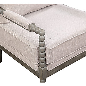 OSP Home Furnishings Abbott Spindle Accent Chair with Padded Spring Seat and Brushed Grey Base, Linen Fabric