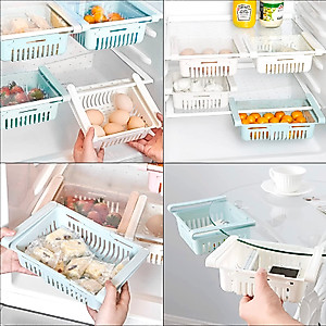 JANKOW Refrigerator Drawer Organizer 2 Packs Retractable Drawer Refrigerator Storage Box, Unique Design Pull Out Storage Box, Sliding Shelves Refrigerator Hanging Organizer