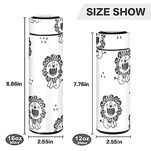 CaTaKu Happy Lions Water Bottle Insulated 16 oz Stainless Steel Flask Thermos Bottle for Coffee Water Drink Reusable Wide Mouth Vacuum Travel Mug
