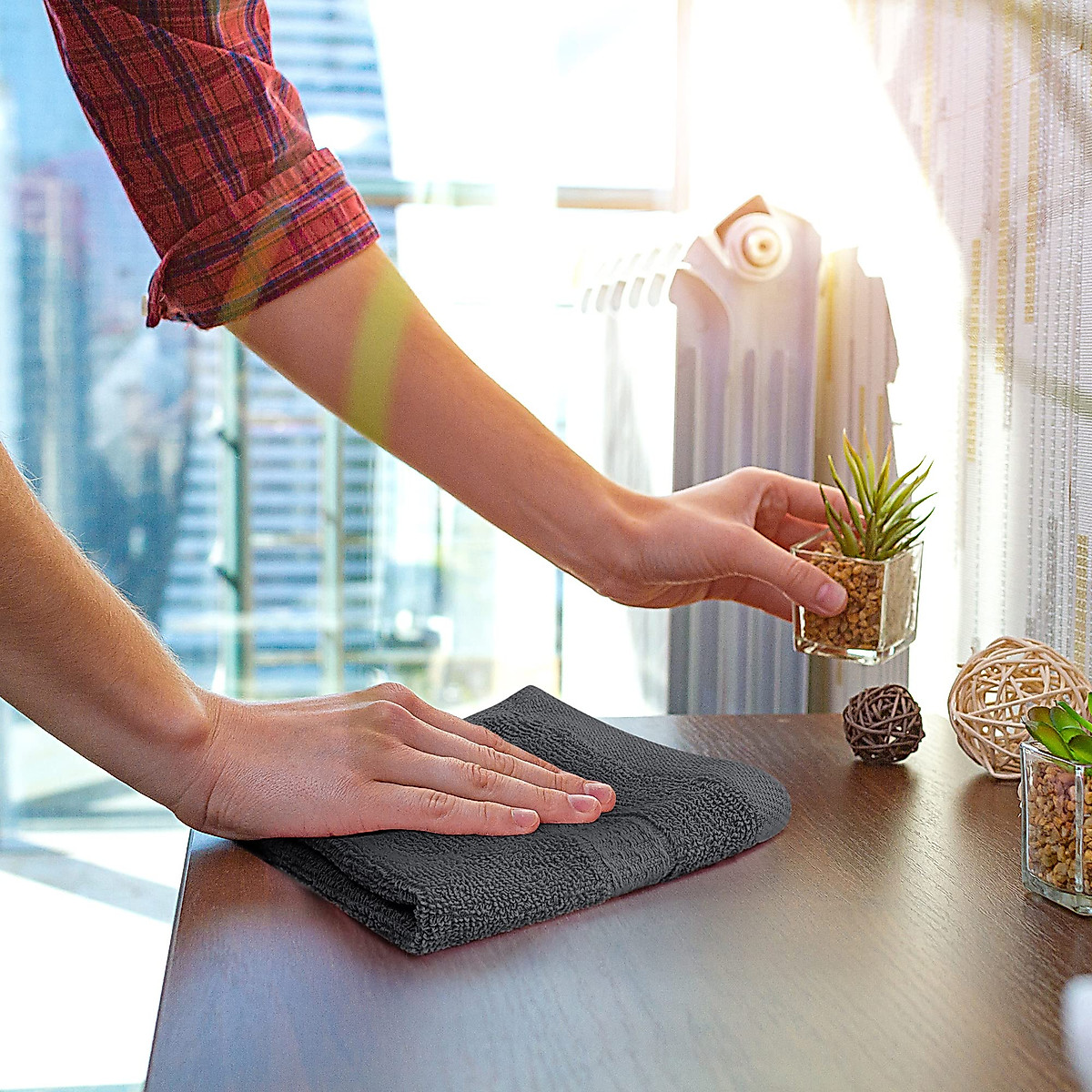 Utopia Towels [12 Pack] Premium Wash Cloths Set (12 x 12 Inches) 100% Cotton Ring Spun, Highly Absorbent and Soft Feel Essential Washcloths for Bathroom, Spa, Gym, and Face Towel (Grey)