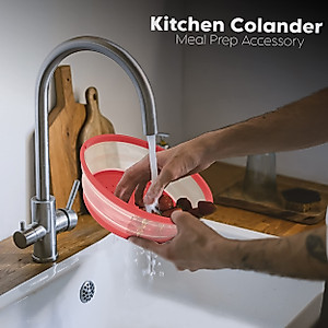 Microwave Cover for Food, Collapsible Microwave Splatter and Plate Covers Easy Grip Lid and Food Strainer, BPA Free and Dishwasher Safe, 10.5", Red - By Rampro