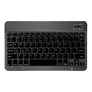 Coastacloud Ultra Slim Backlit Wireless Bluetooth Keyboard, Universal Portable 7-Colors Backlit Rechargeable Keyboard with Stand for iPhone Samsung iOS Android Windows Tablets Phones