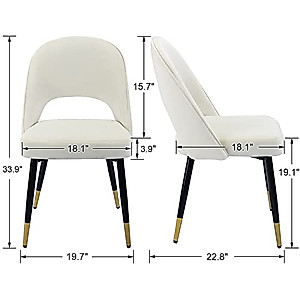 DUOMAY Modern Dining Chair Set of 4 with Open Back, Velvet Upholstered Armless Chair with Metal Frame Side Chair for Kitchen Dining Room Living Room, Beige
