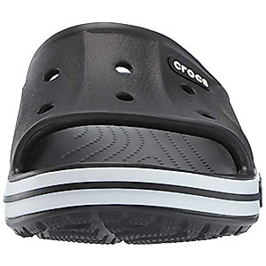 Crocs Men's and Women's Bayaband Slide | Casual Beach Sandal | Shower Shoe, Black/White, 9 US Women / 7 US Men