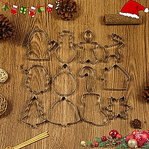 Crethinkaty Christmas Cookie Cutter Set 12 Pieces Stainless steel Gingerbread Man,Snowflake,Snowman,Christmas Tree,Reindeer and More Shape Xmas Cookie Cutters for Baking