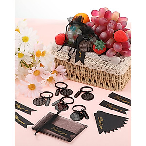 Yinkin 300 Pcs Christmas Employee Thank You Gifts Bulk Gifts for Coworkers Include 100 Inspirational Employee Appreciation Keychain Gifts 100 Organza Bags 100 Cards for Teacher Nurse Team(Black)