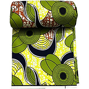 Vkceeool Ankara Wax Fabric African Bazin Print Fabric Kente Cloth Fabric 6 Yard (Fabric-B11)