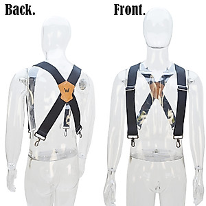 WELKINLAND 2Inch-Wide Full Elastic Suspenders, Heavy Duty Men's Work Suspenders with Hooks
