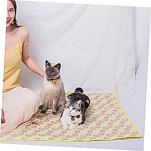 balacoo Silk Crate Breathable Travel Freeze Rest Portable Car Sleeping Puppy Self Yellow Dogs Pet Kitten Kennel Ice Seats House Cats Sofa Cooling Reusable and Mat S for Home Pad Washable