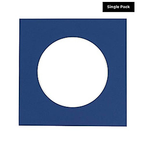 12x12 Mat Bevel Cut for 8x8 Photos - Precut Bottle Blue Circle Shaped Photo Mat Board Opening - Acid Free Matte to Protect Your Pictures - Bevel Cut for Family Photos, Pack of 1 Matboard