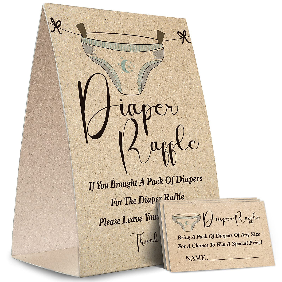 Kraft Paper Diaper Raffle Sign & Game Kit
