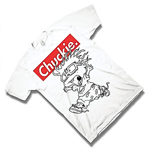 Nickelodeon Mens 90's Classic Shirt - Rugrats Chuckie Classic T-Shirt (White, Medium)